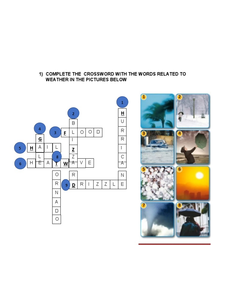 Weather Vocabulary Crossword Activity | PDF | Science & Mathematics