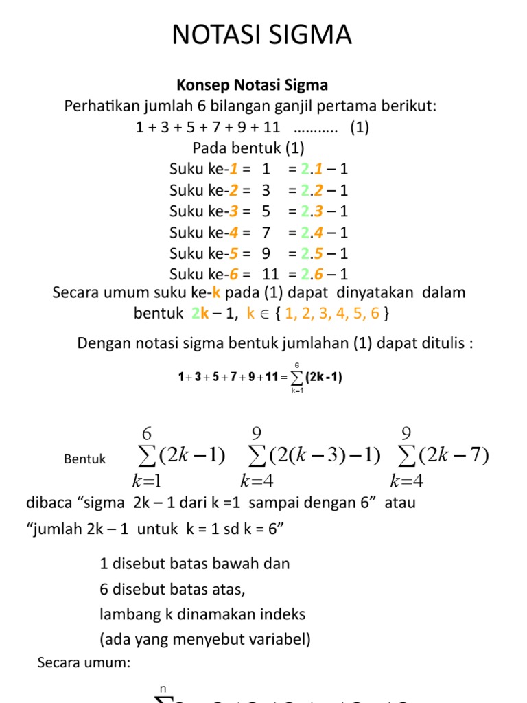 Panduan Notasi Sigma | PDF
