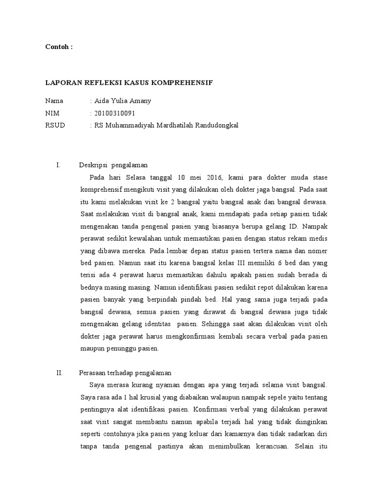 Contoh Refleksi Kasus | PDF