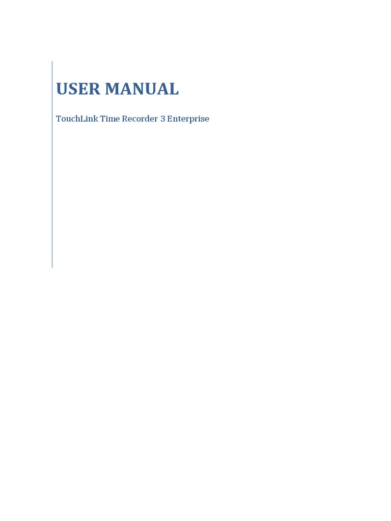 TouchLink Time Recorder 3 Client Manual | PDF | User (Computing) | Login