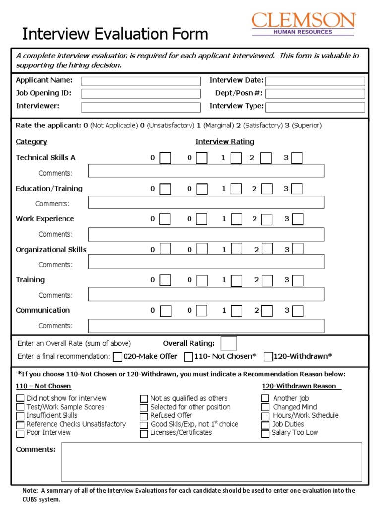 Interview Technical Evaluation Form | PDF | Human Nature | Business