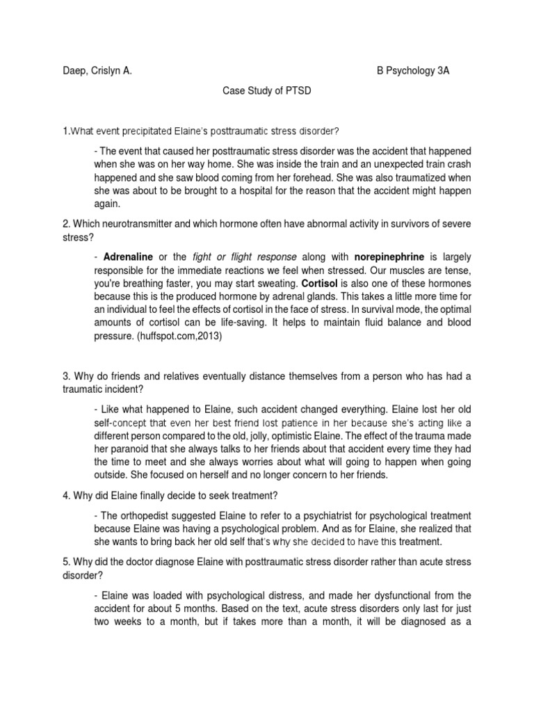 Case Study of Ptsd.. | PDF | Psychotherapy | Mental Disorder