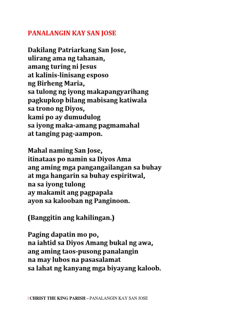 Panalangin Kay San Jose | PDF Panalangin Kay San Jose | PDF