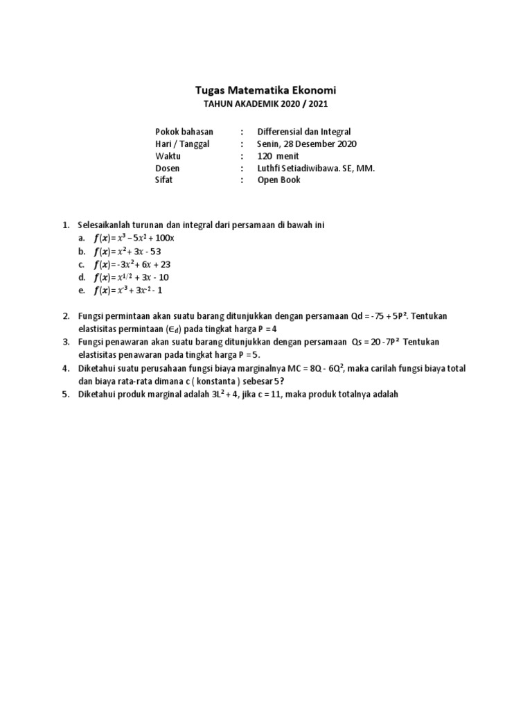 Tugas Matek Differensial Integral | PDF