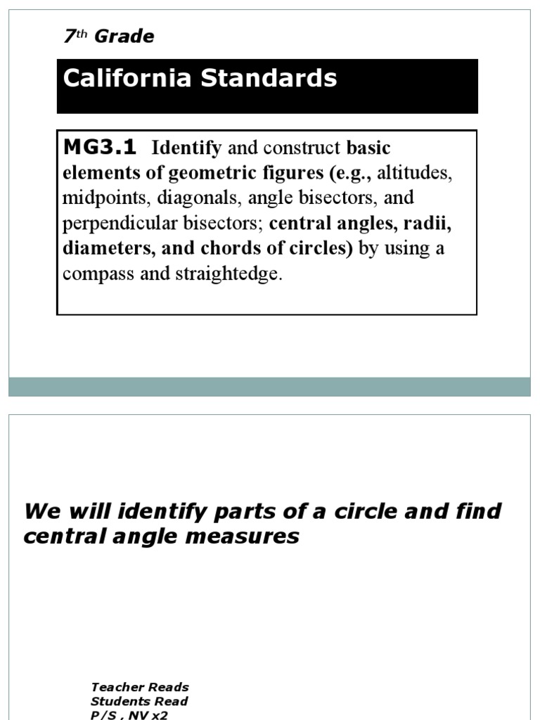 California Standards: MG3.1 Identify and Construct Basic Elements of ...