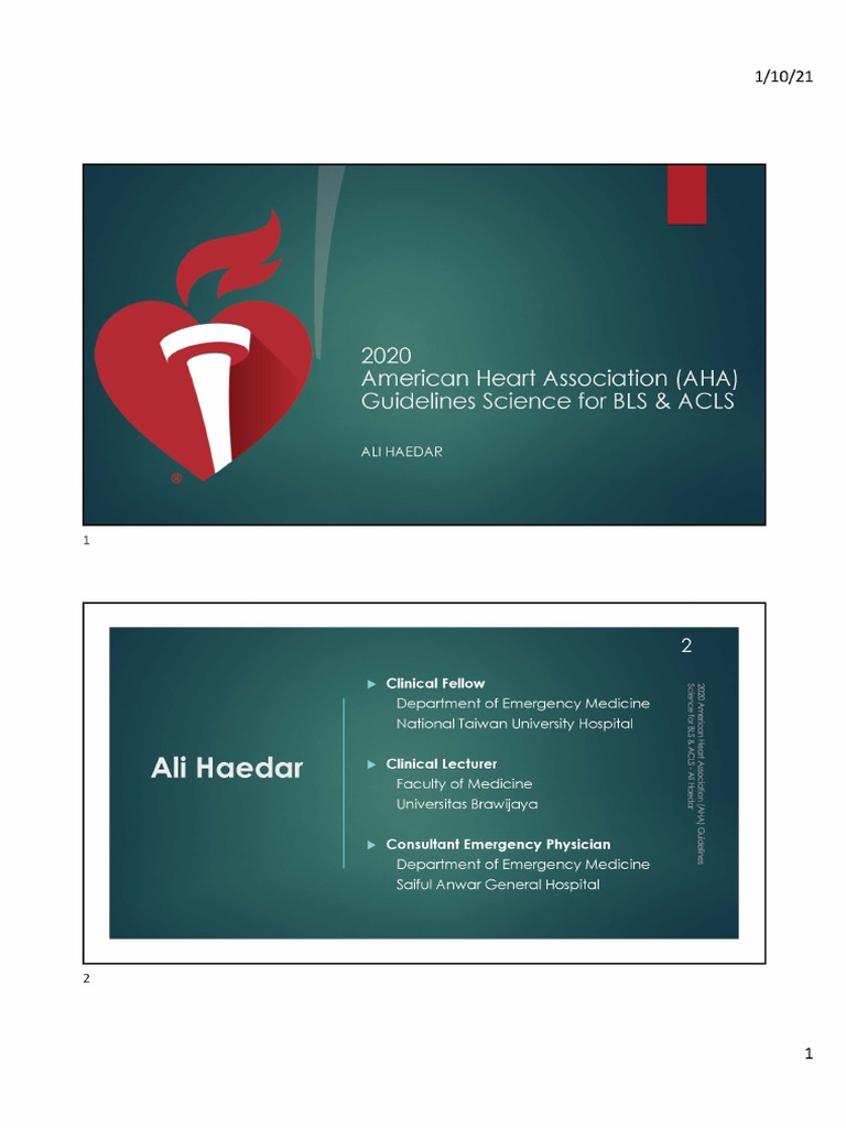 2020 American Heart Association (AHA) Guidelines Science For BLS & ACLS ...