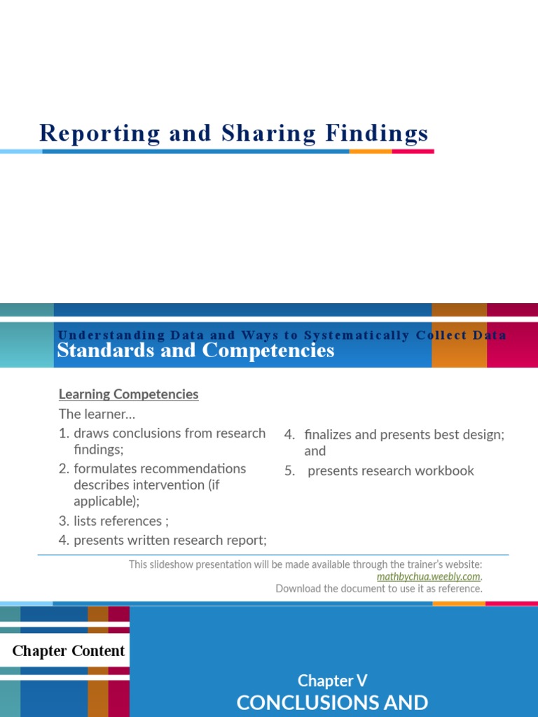 Reporting and Sharing Findings | PDF | Statistics | Methodology