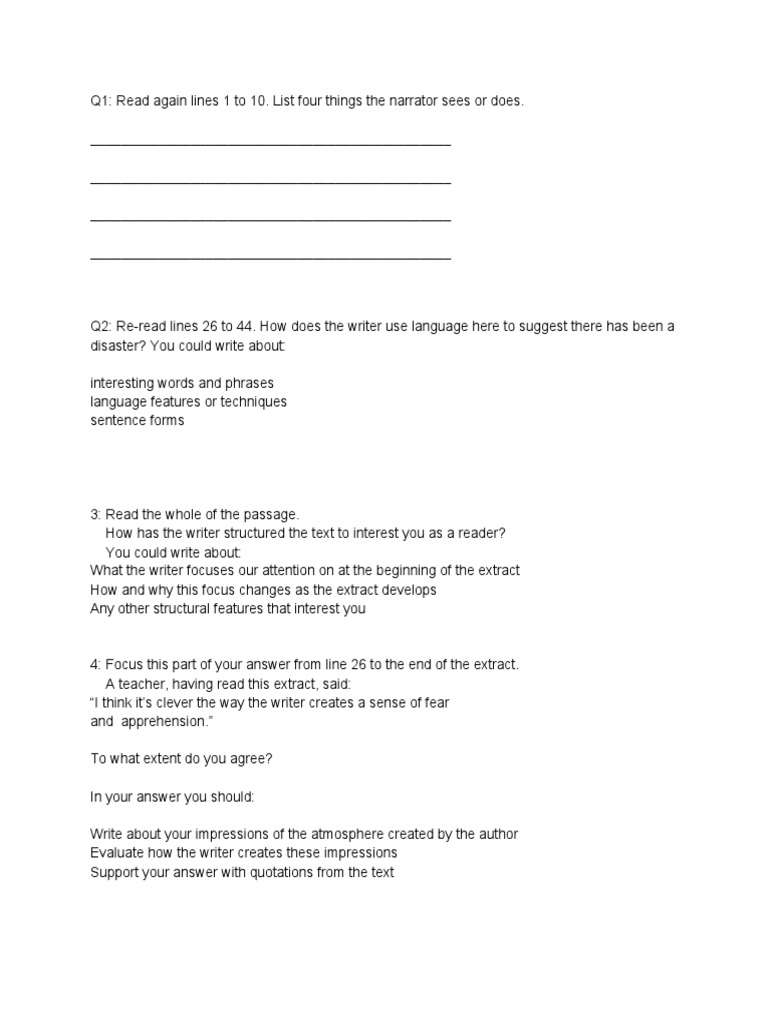 Analyzing "Z for Zachariah" Text Extract | PDF