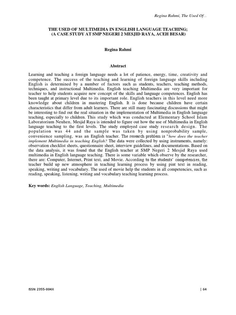 The Used of Multimedia in English Langua | PDF | Multimedia | Language ...