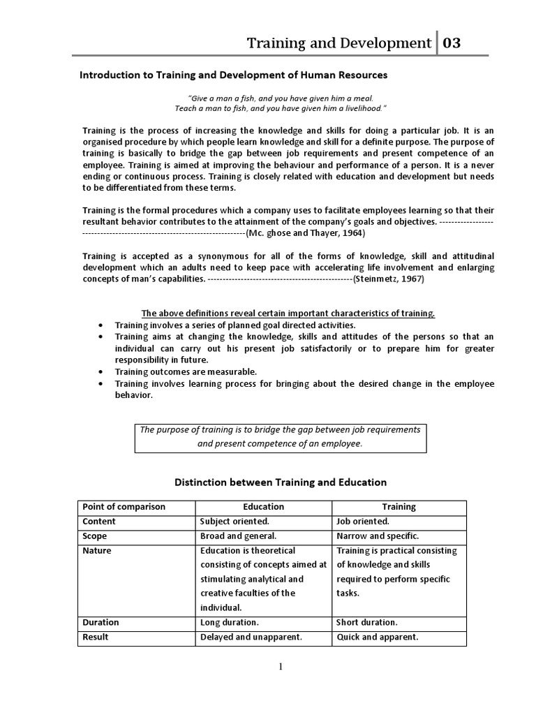 Introduction To Training and Development of Human Resources | PDF ...