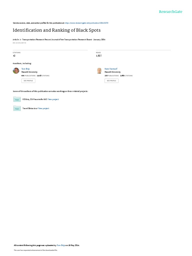 Identification and Ranking of Black Spots | PDF | Estimation Theory | Bayesian Network
