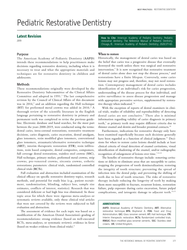 Pediatric Restorative Dentistry | PDF | Dental Composite | Tooth Enamel