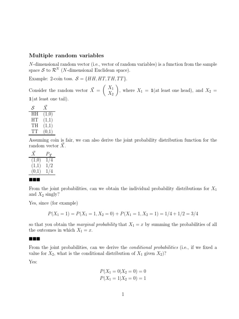 Multiple Random Variables | PDF | Probability Density Function | Random Variable
