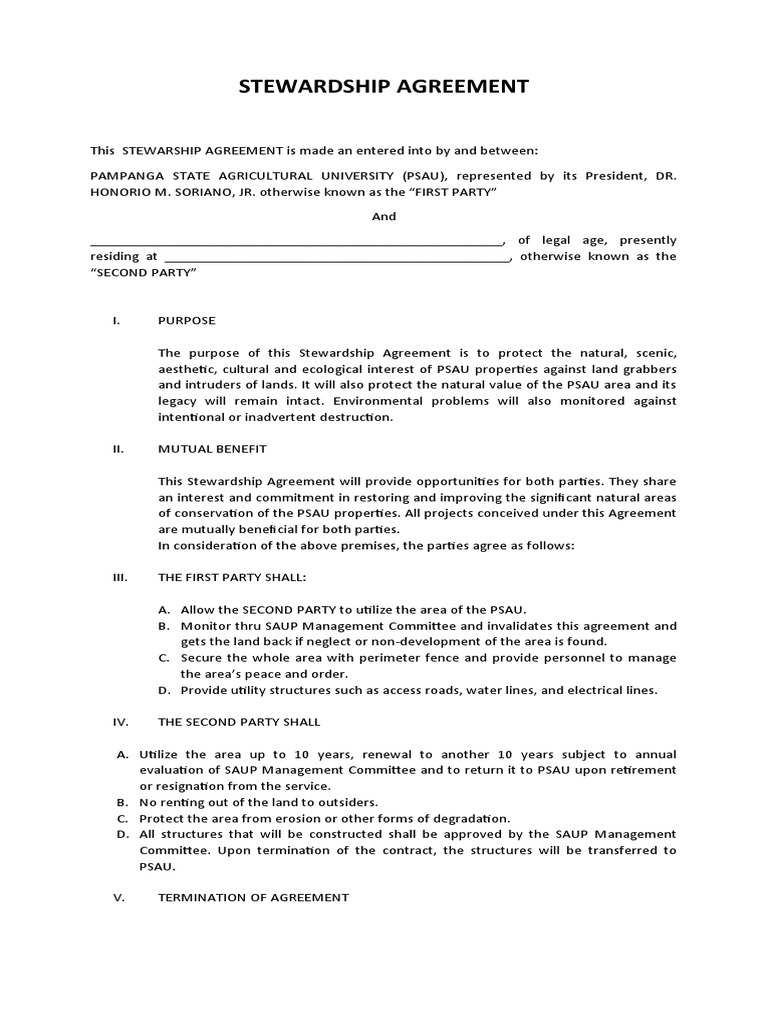 Stewardship Agreement | PDF | Natural Environment | Conservation