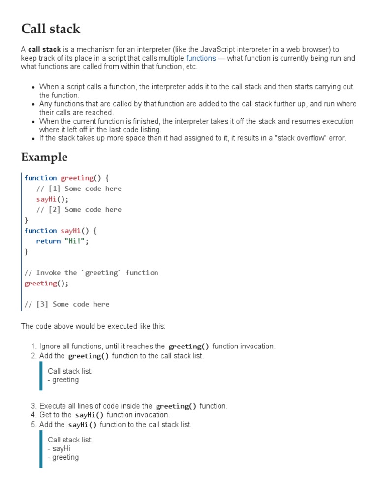 Call Stack - MDN Web Docs Glossary - Definitions of Web-Related Terms ...