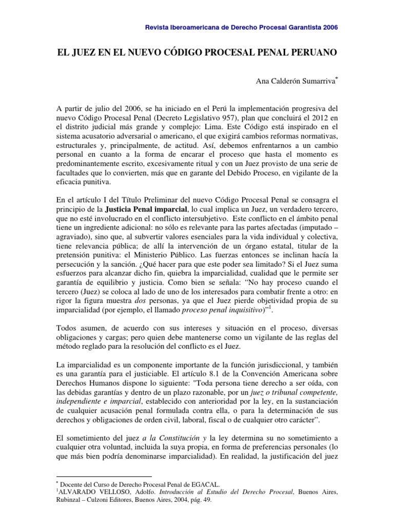ROL DEL JUEZ EN EL NCPP - 2006 - CalderonAna | PDF | Ley procesal ...