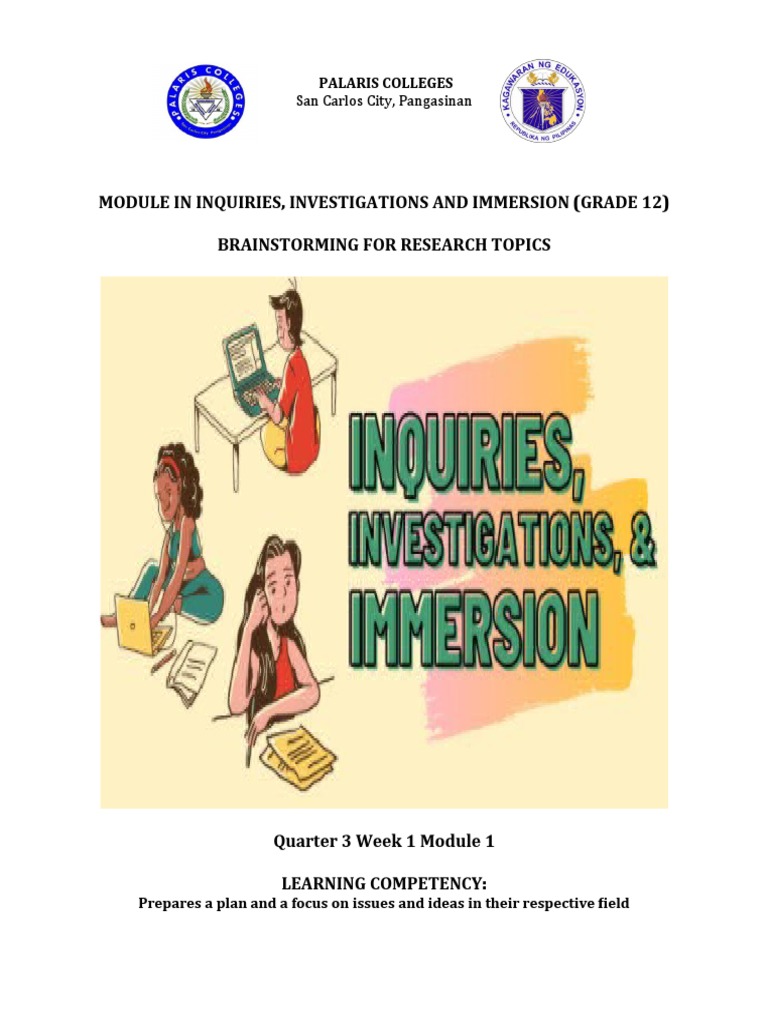 Inquiries, Investigations and Immersion - Docxquarter 3 Week 1 Module 1 ...