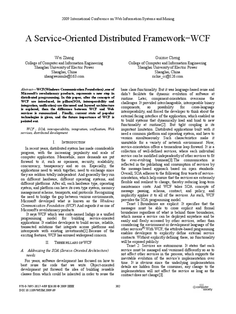 A Service-Oriented Distributed Framework - WCF | PDF | Windows ...