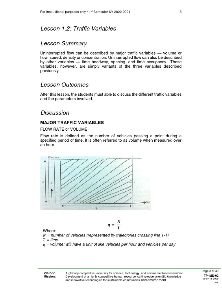 Lesson 1.2: Traffic Variables Lesson Summary | PDF | Speed | Time