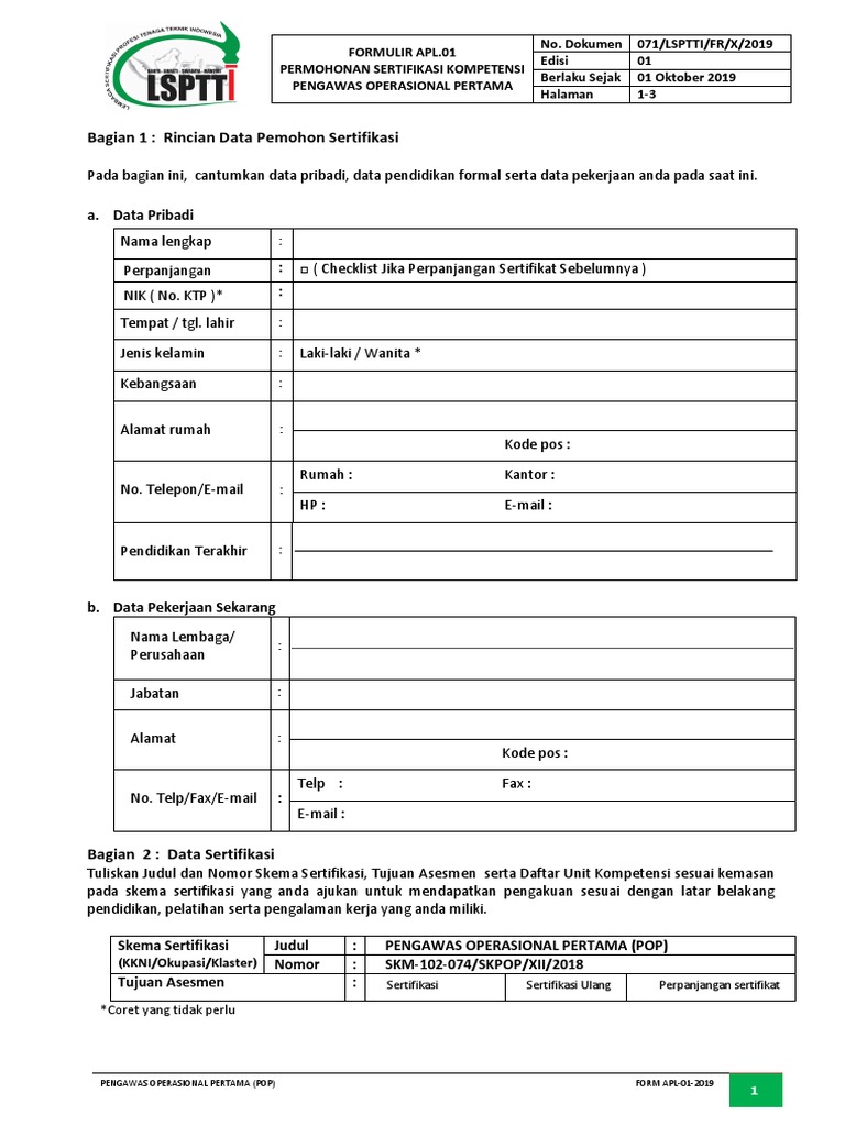 Form FR - Apl-01 Pop | PDF