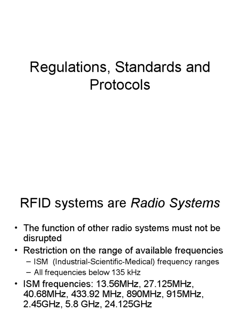 Regulations Standards Protocols | PDF | Radio Frequency Identification ...