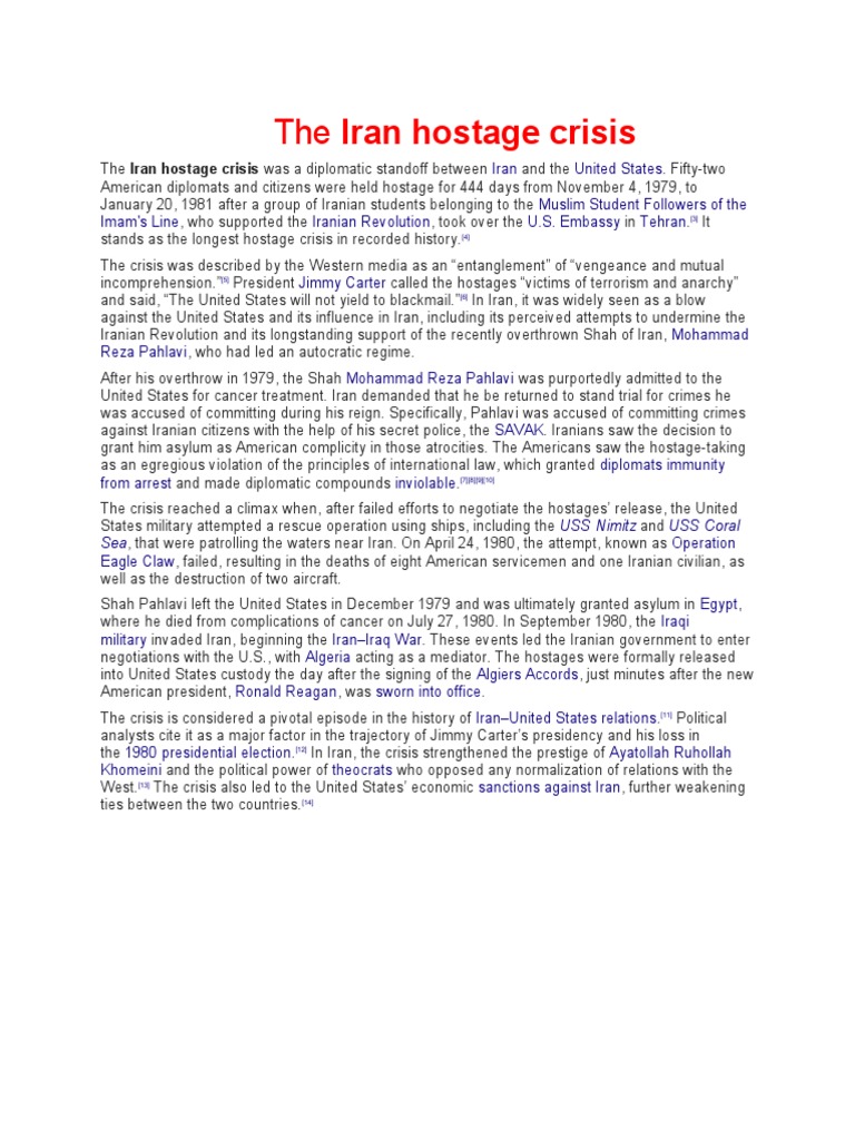 The Iran Hostage Crisis: USS Nimitz USS Coral Sea | PDF | Foreign ...