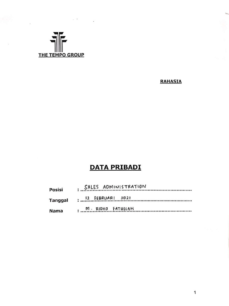 Form Isian Data Pribadi - TEMPO GROUP | PDF