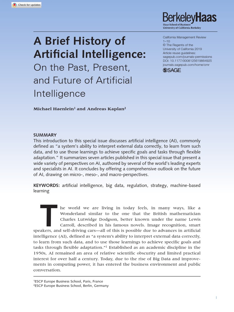 A Brief History of Artificial Intelligence: On The Past, Present ...