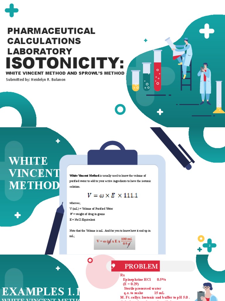 Pharmaceutical Calculations Laboratory: Isotonicity | PDF | Purified ...