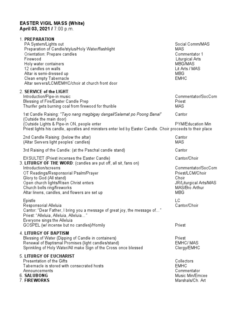 Outline - Sacred Paschal Triduum 2021 | Download Free PDF | Mass ...