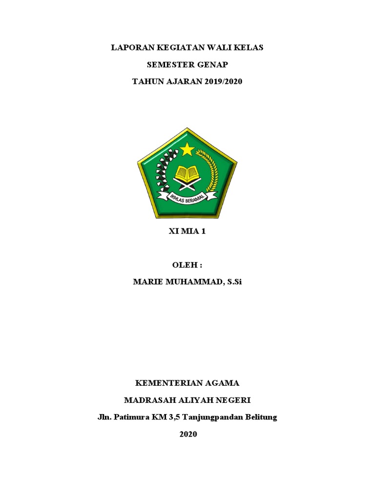 LAPORAN WALI KELAS XI MIA 1 Genap | PDF