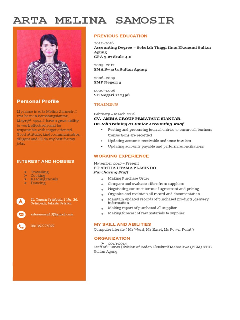 CV. Arta Melina Samosir | PDF | Service Industries | Financial Services