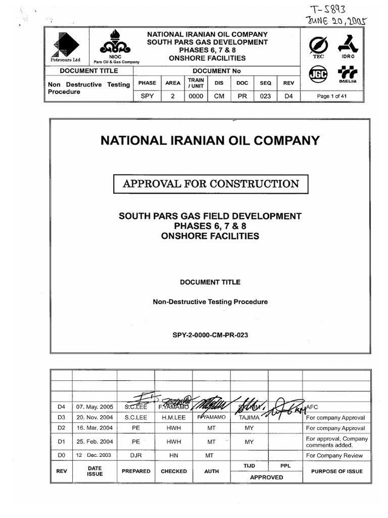 Nioc NDT Spec. | PDF