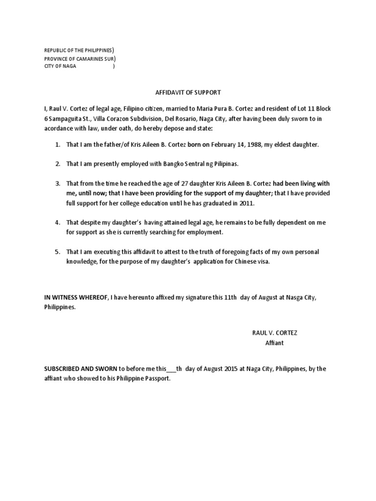 Affidavit of Dependency | PDF