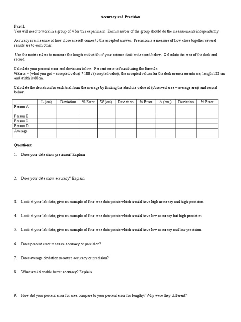 Accuracy and Precision Short | PDF