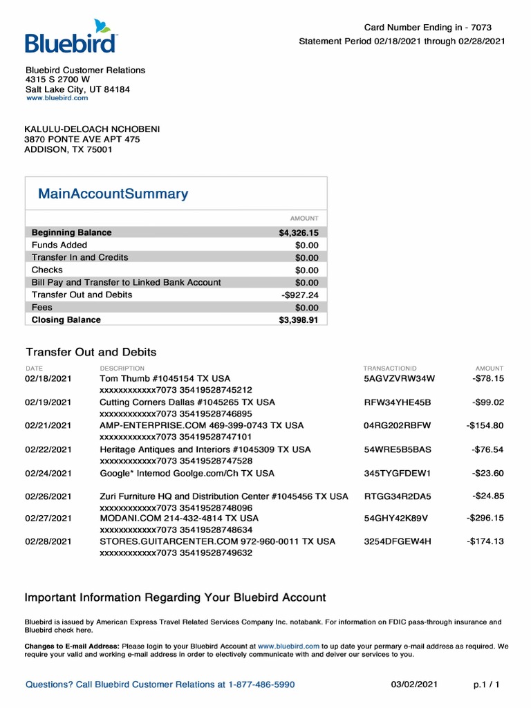 Statement Bluebird 03-02-2021 | PDF