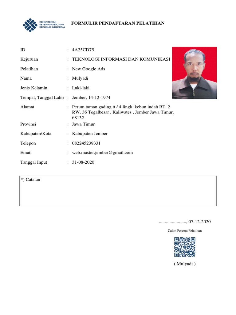 Training Registration Form Pdf