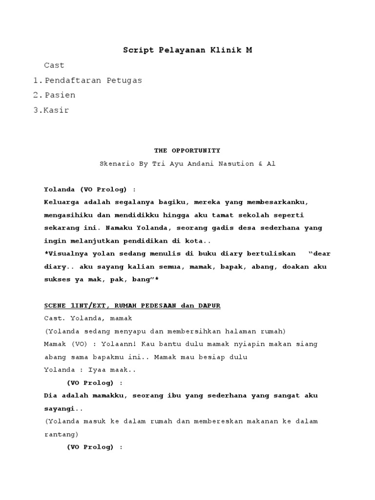 Script Pelayanan Klinik M | PDF
