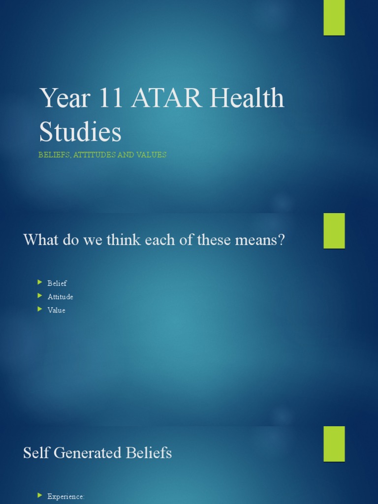 Year 11 ATAR Health Studies: Beliefs, Attitudes and Values | PDF ...