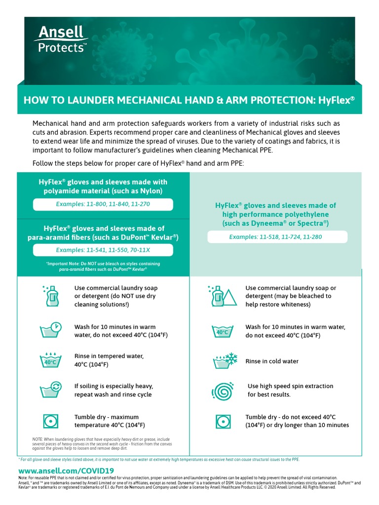 9639 COVID-19 How To Launder Mechanical Hand and Arm Protection ...