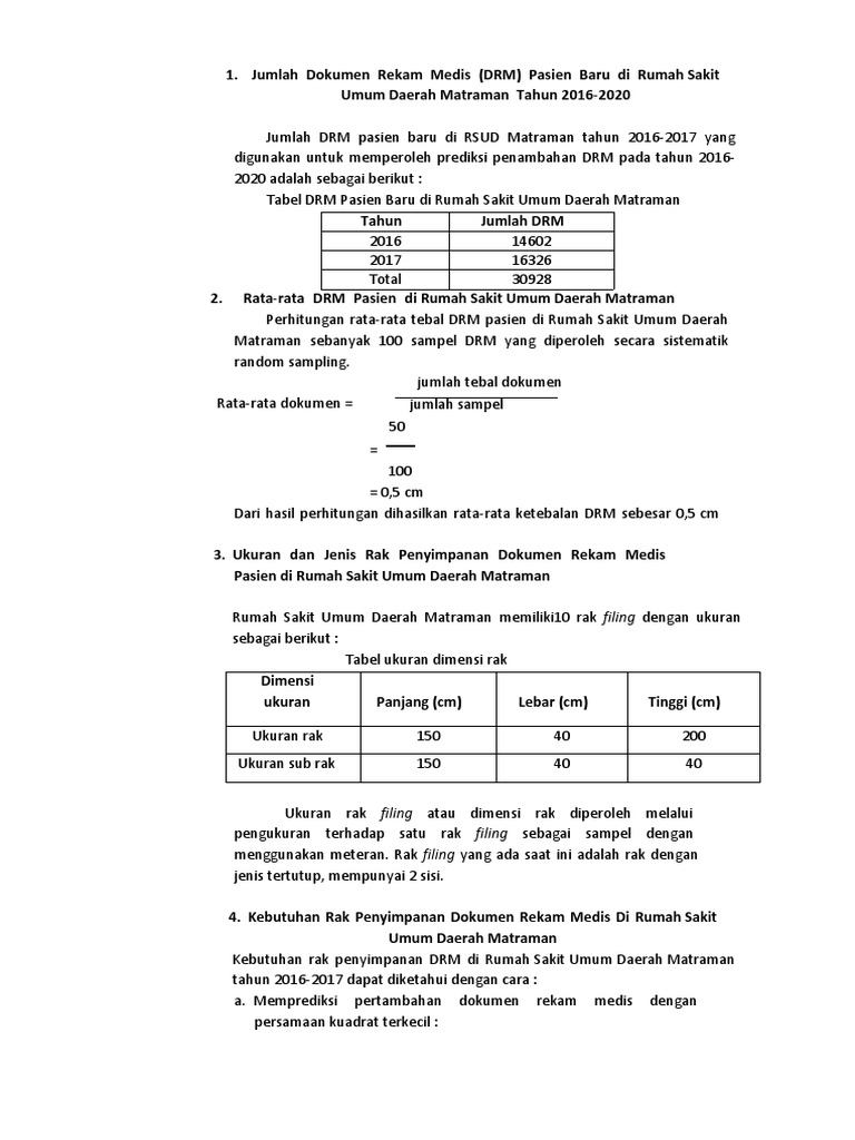 Perhitungan Rak Rekam Medis | PDF