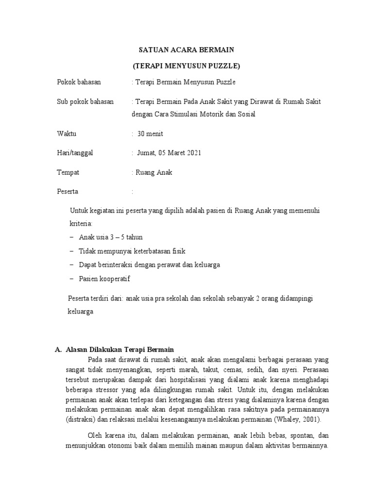 SAP - Terapi - Bermain - Puzzle | PDF