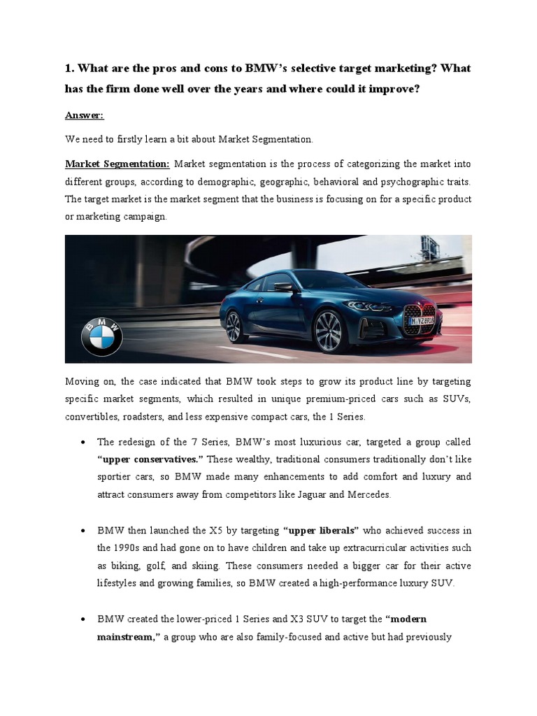 BMW Case Study Solution | PDF | Luxury Goods | Market Segmentation