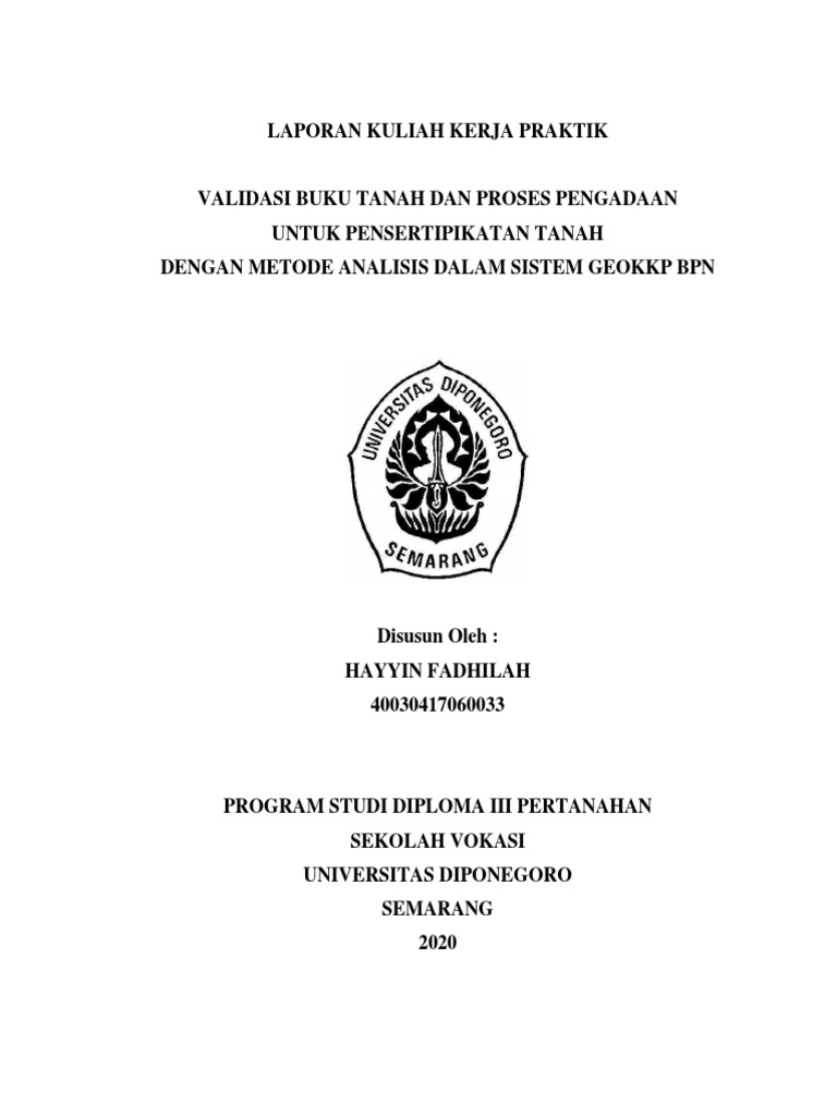 Laporan KKP Validasi Buku Tanah | PDF | Bisnis