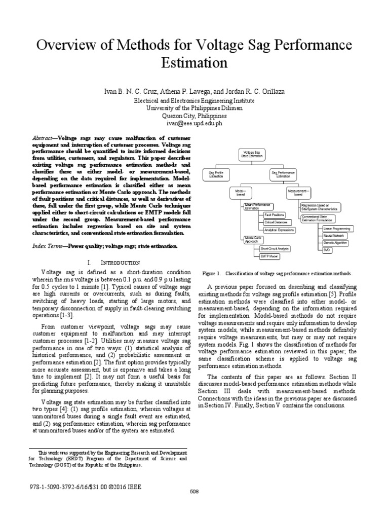 Overview of Methods For Voltage Sag Performance Estimation | PDF ...