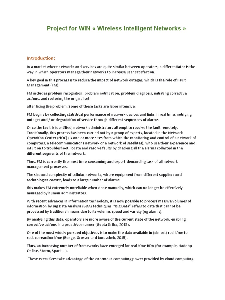 Project For WIN Wireless Intelligent Networks | PDF | Computer Network ...