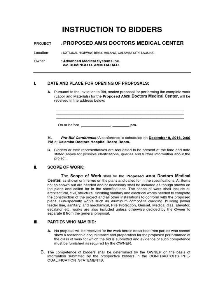 Instruction To Bidders - AMSI | PDF | Guarantee | Business Law