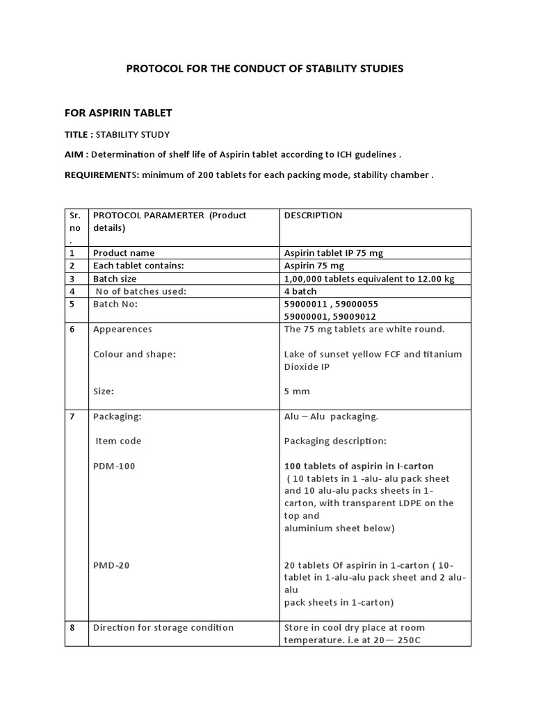 Protocol For The Conduct of Stability Studies | PDF | Chemistry | Nature