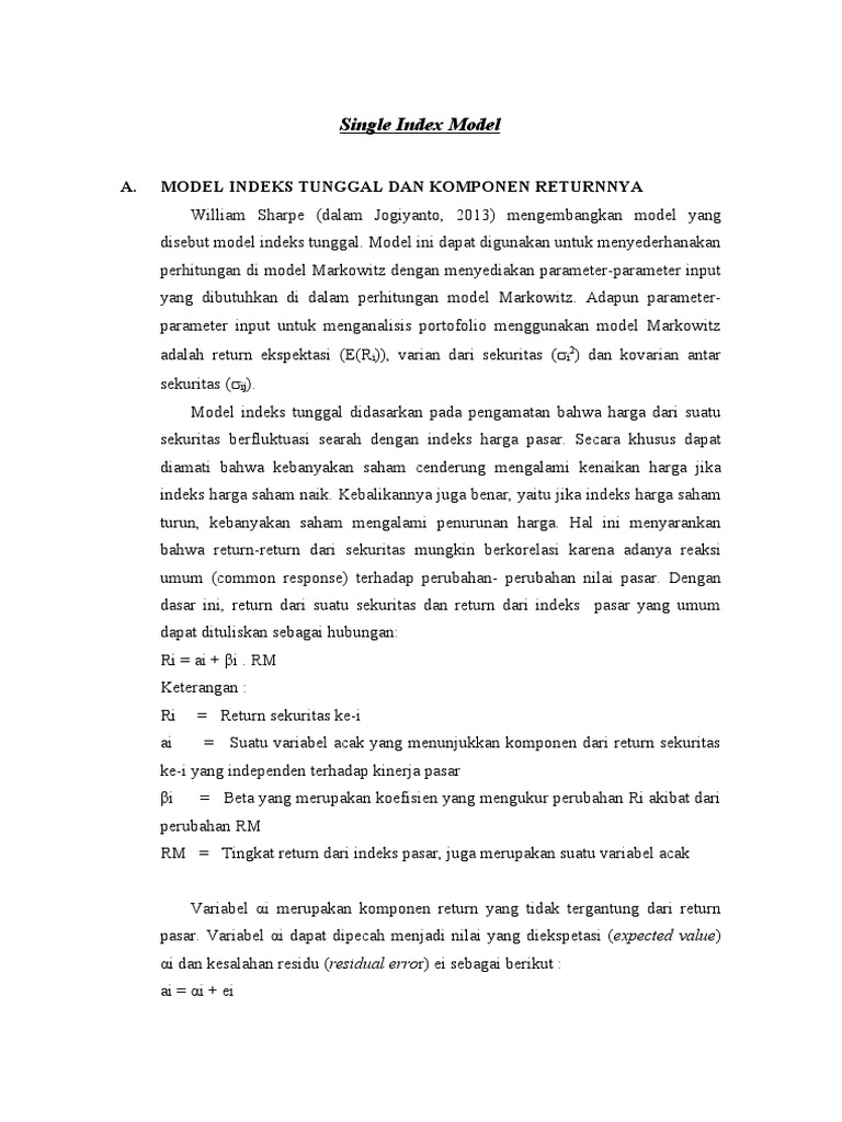 Single Index Model | PDF