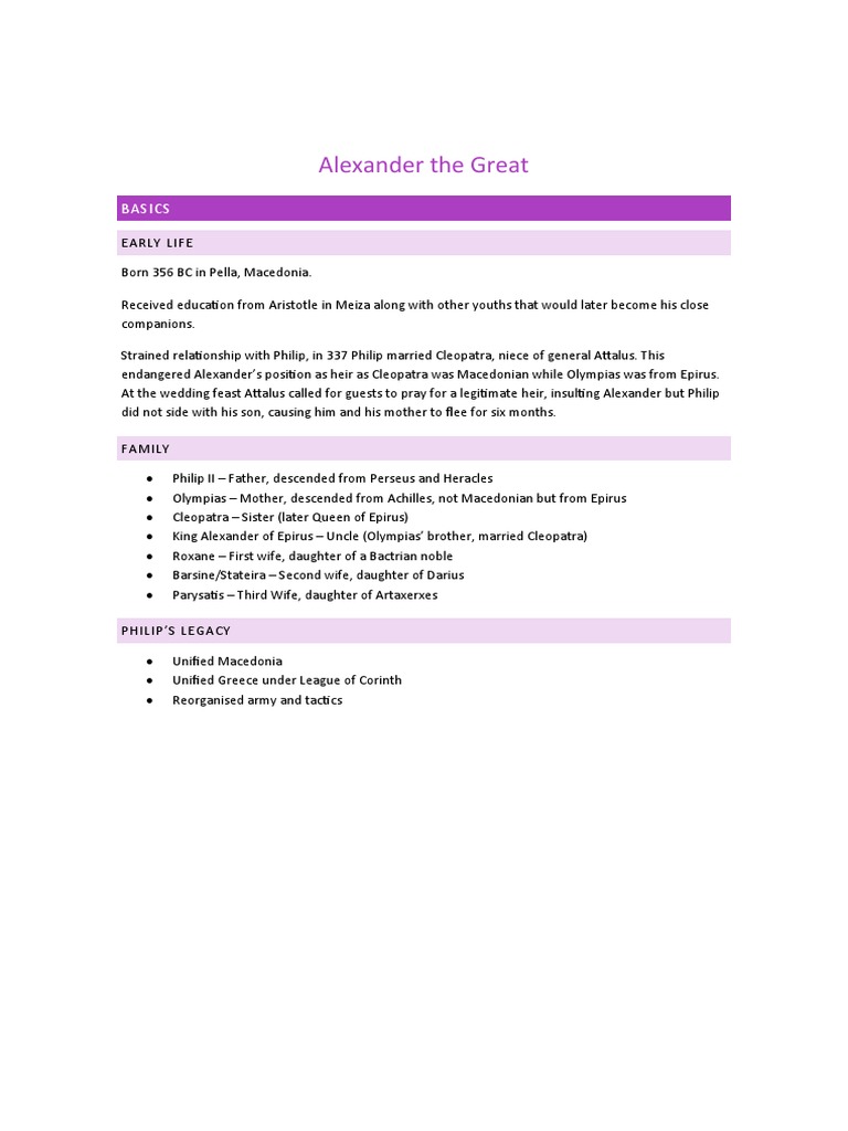 Alexander The Great Dumb Notes | PDF | Alexander The Great | Macedonia ...